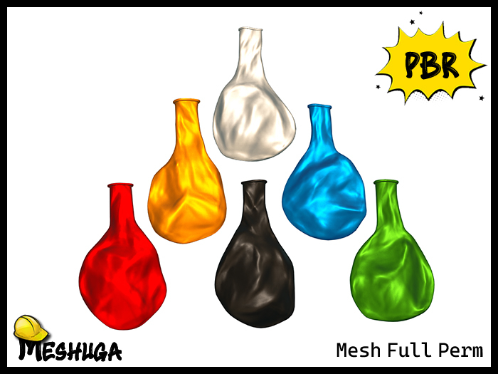 Second Life Marketplace - Meshuga PBR Flat Balloons FULL PERM MESH